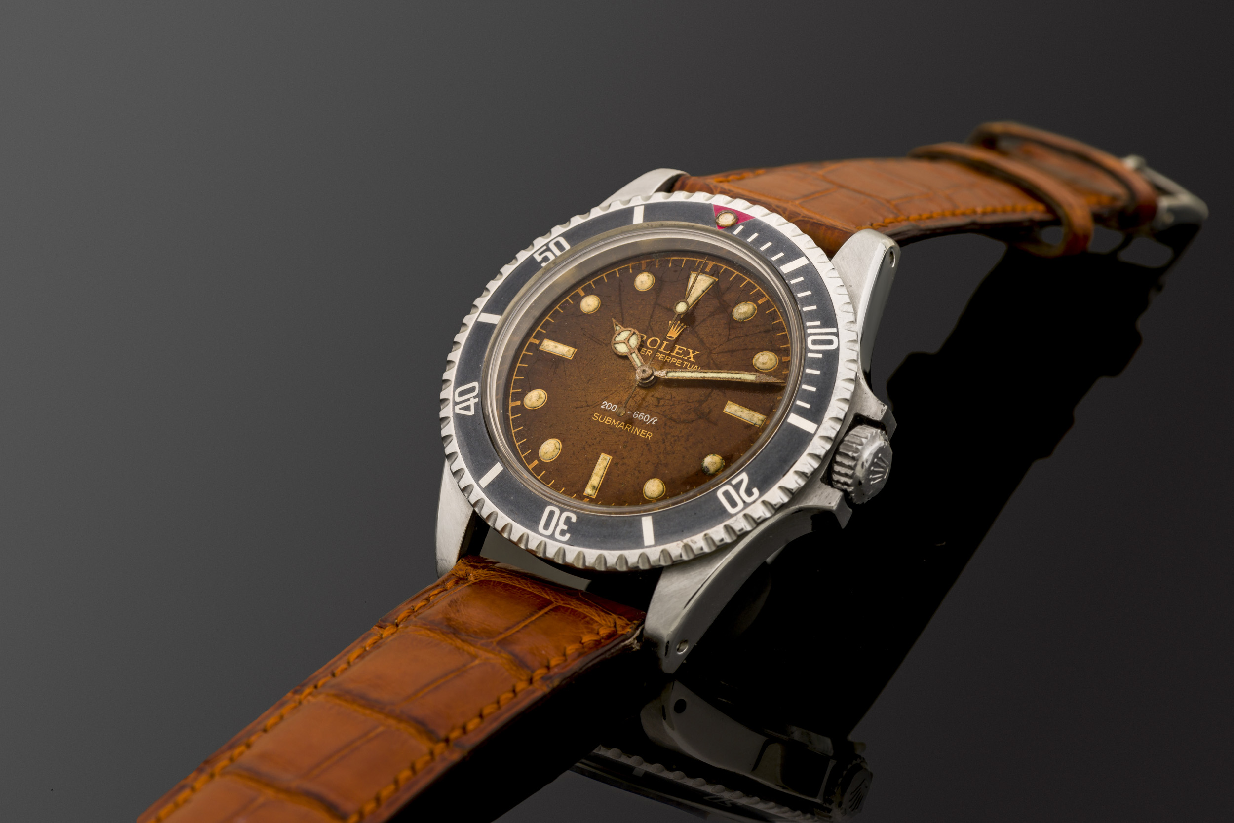 ROLEX SUBMARINER REF. 5512 SQUARE CROWN GUARD TROPICAL CHAPTER RING ...