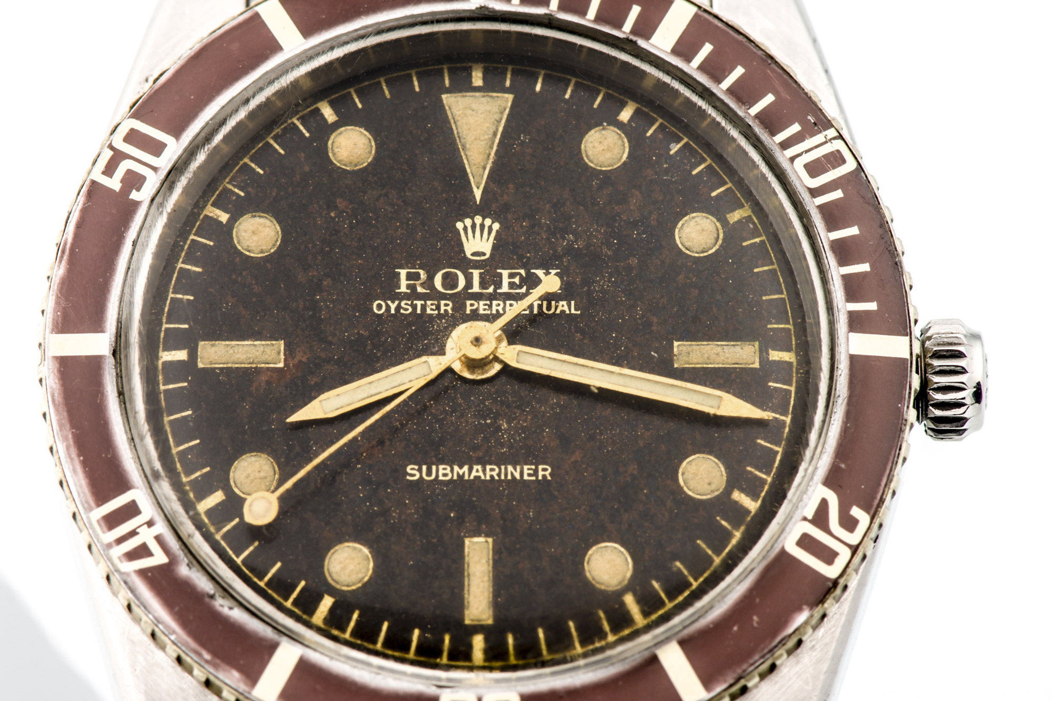 ROLEX, REF. 6204, EARLIEST SUBMARINER TROPICAL GILT DIAL, STEEL ...