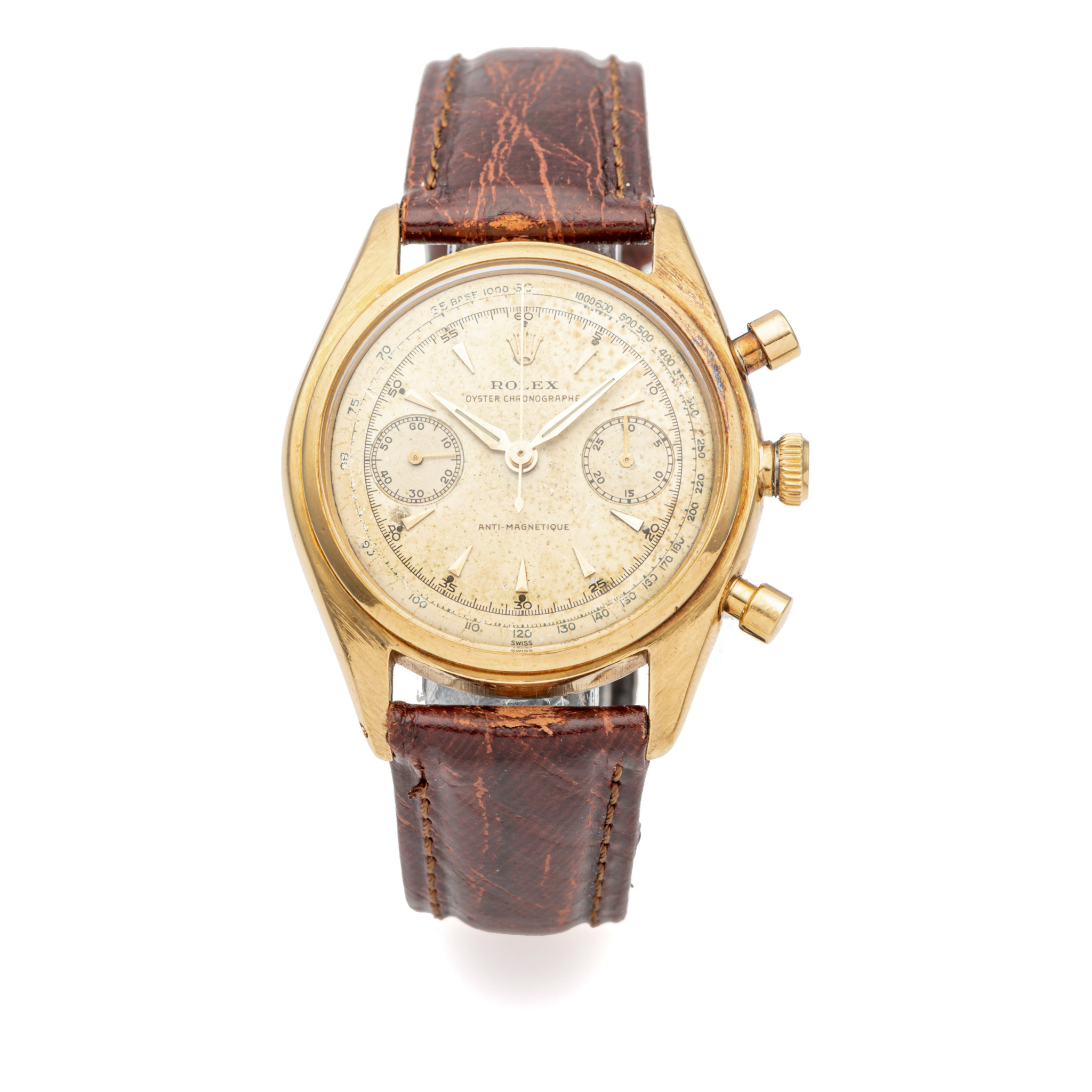 ROLEX, REF. 4500, CHRONOGRAPH ANTI-MAGNETIC, YELLOW GOLD | Important ...