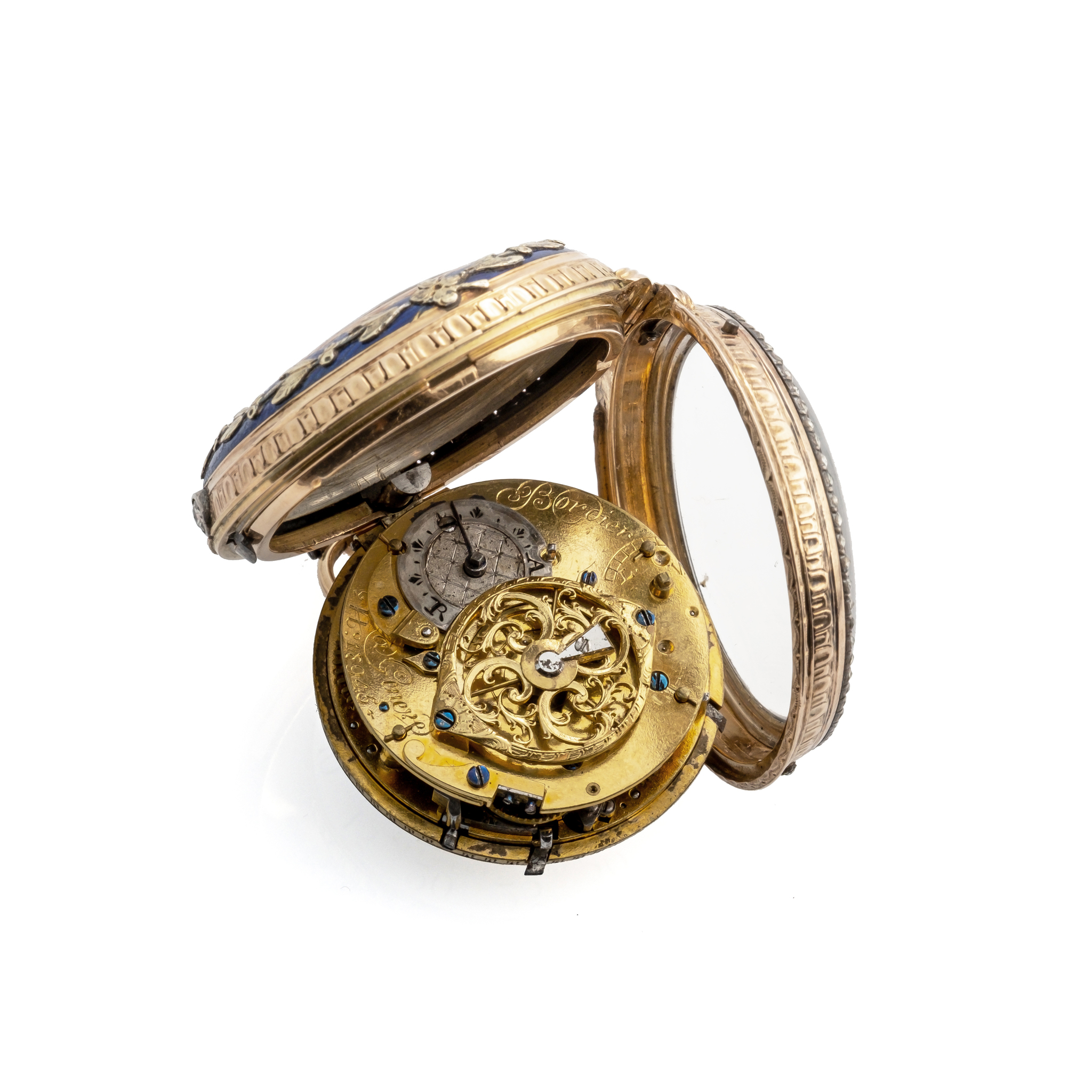 John Holmes Pair-case pocket watch; 18K yellow gold and enamel | Only ...