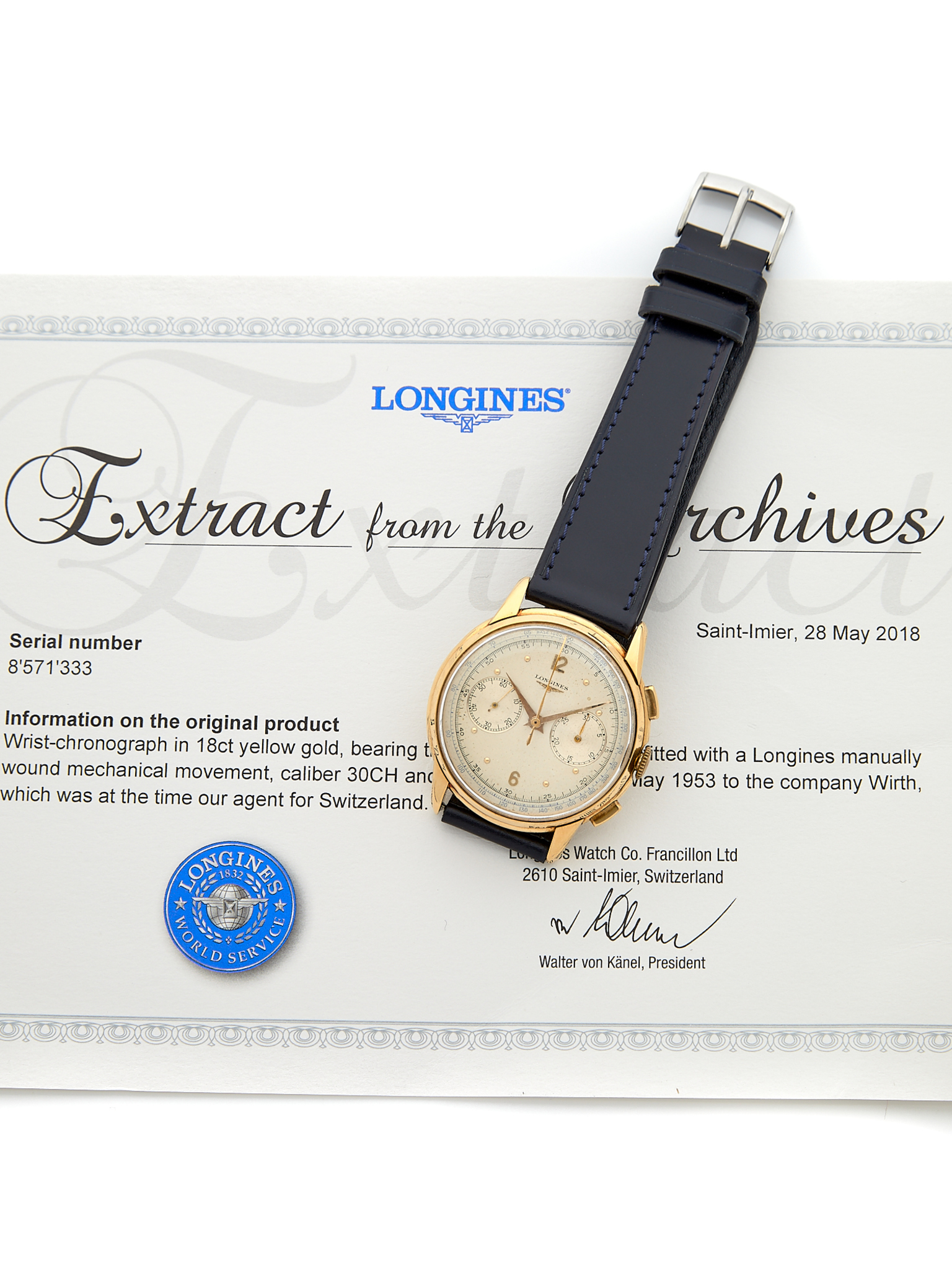 LONGINES CHRONOGRAPH 30CH YELLOW GOLD | Only Online Auction | Geneva ...