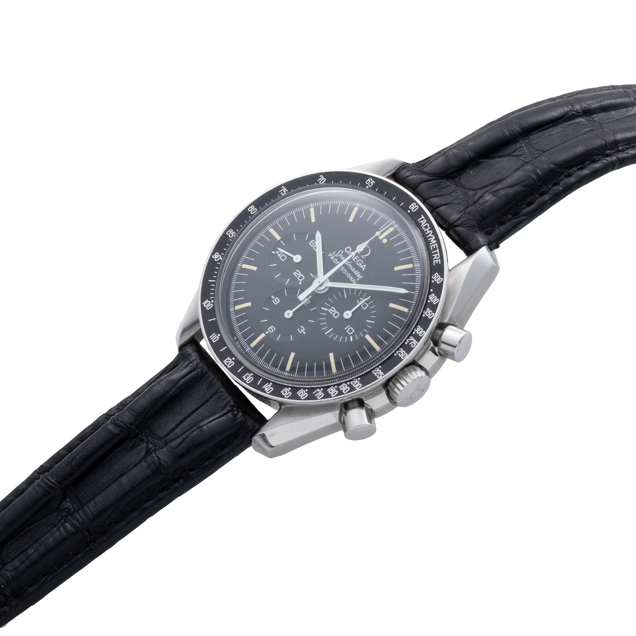 Omega Ref. ST 145.022 – 78, chronograph, minute and hour counters, black dial, calibre 861 ...
