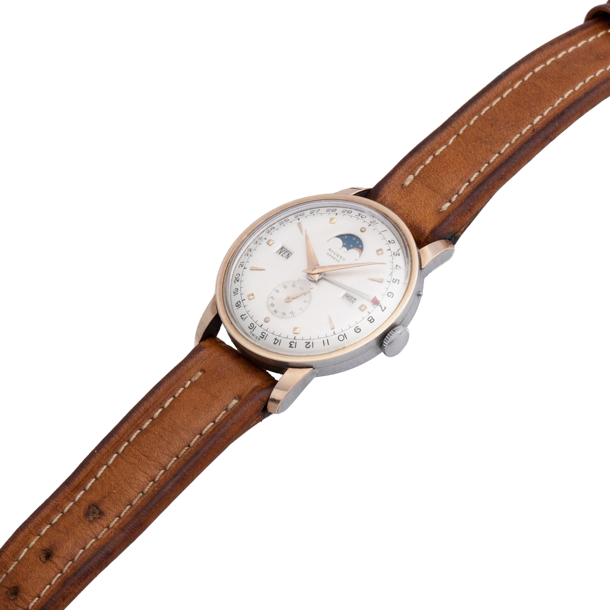 Record Watch Co. Ref. 236, triple date à guichets (with apertures ...