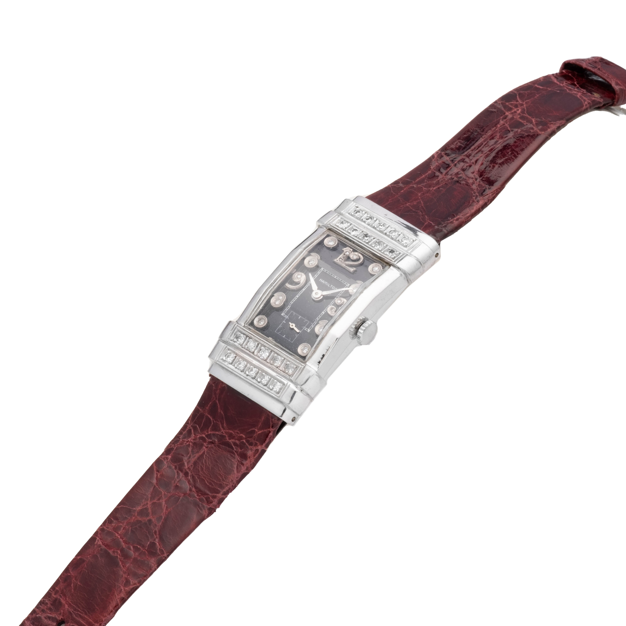 Hamilton Watch Co. “Cocktail” wristwatch, calibre 982; 14K white gold ...