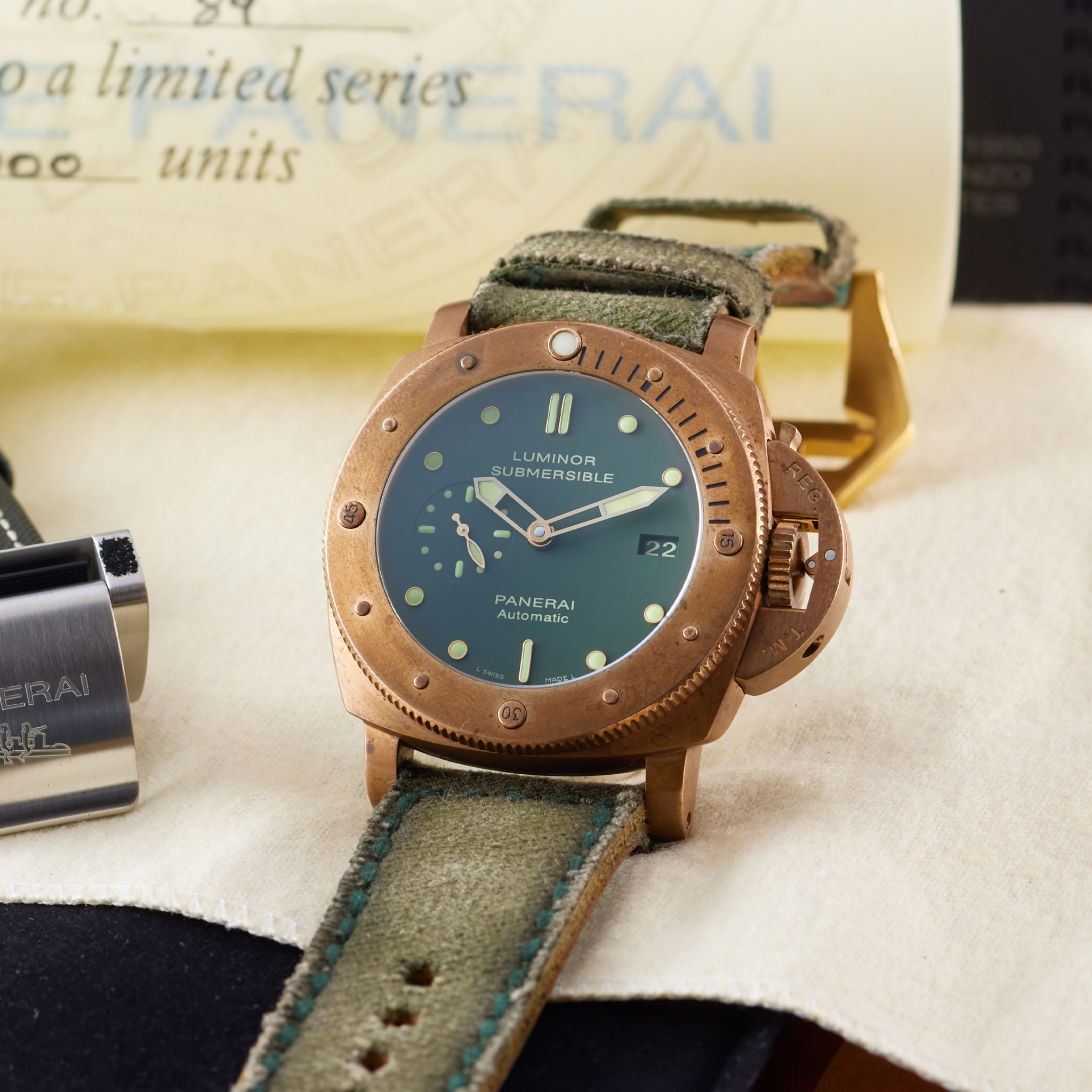 PANERAI REF. PAM00382, LUMINOR SUBMERSIBLE 1950, BRONZE, LIMITED0089 ...