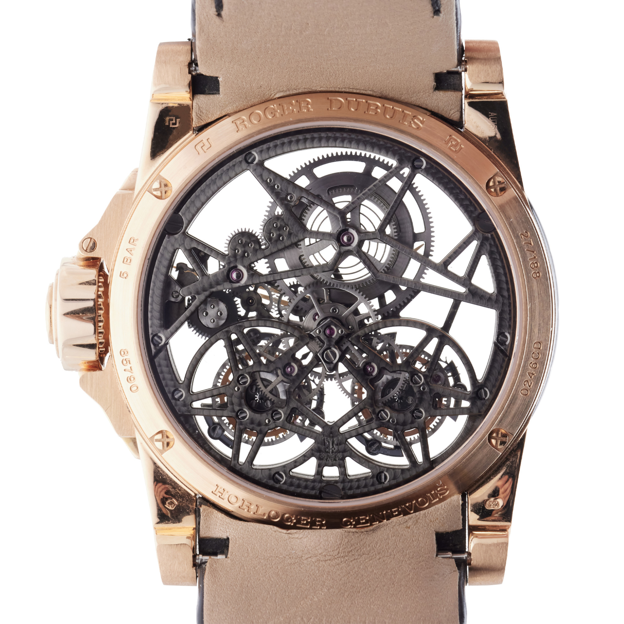 ROGER DUBUIS EXCALIBUR SKELETON DOUBLE FLYING TOURBILLON,18K PINK GOLD ...