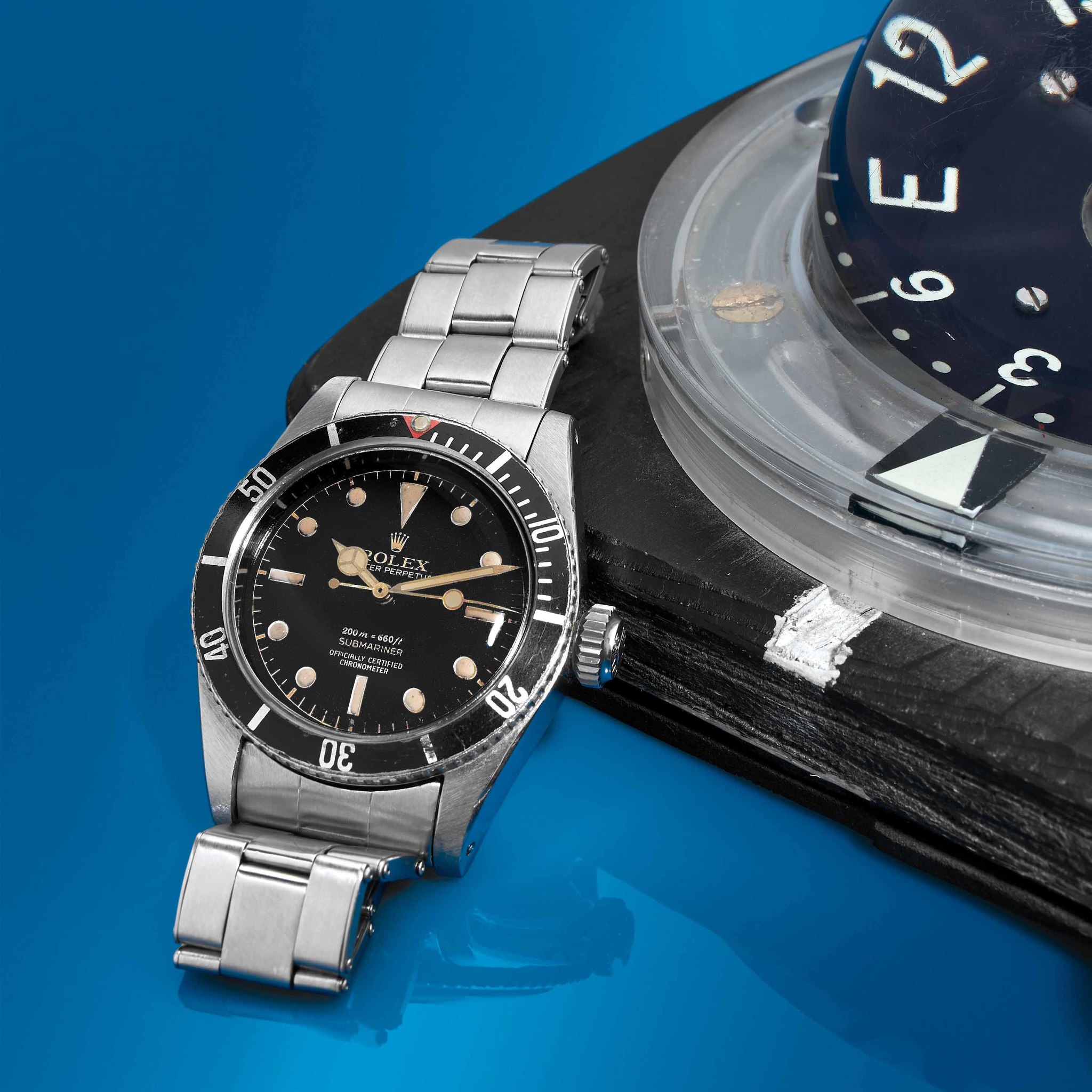 ROLEX, SWITZERLAND, REF. 6538, SUBMARINER BIG CROWN 4 LINES, STAINLESS ...